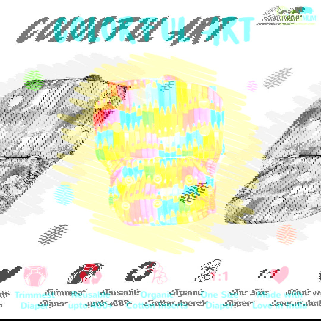 Colourful Art- Nano AIO Cloth Diaper with 2 organic cotton inserts ...