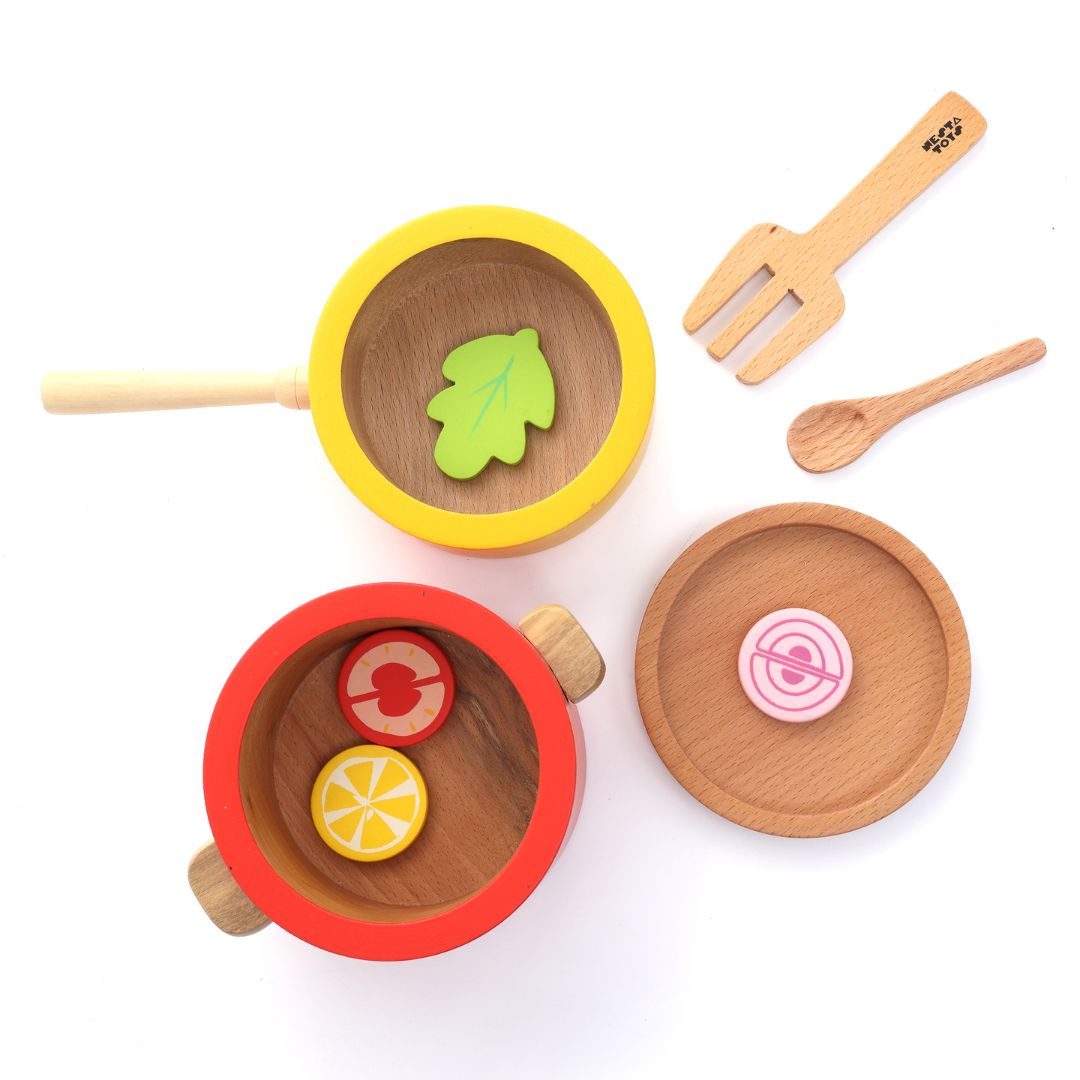 NESTA TOYS - Kitchen Play Set | Beech Wood Cooking Set (9 Pcs) – Tinycubs