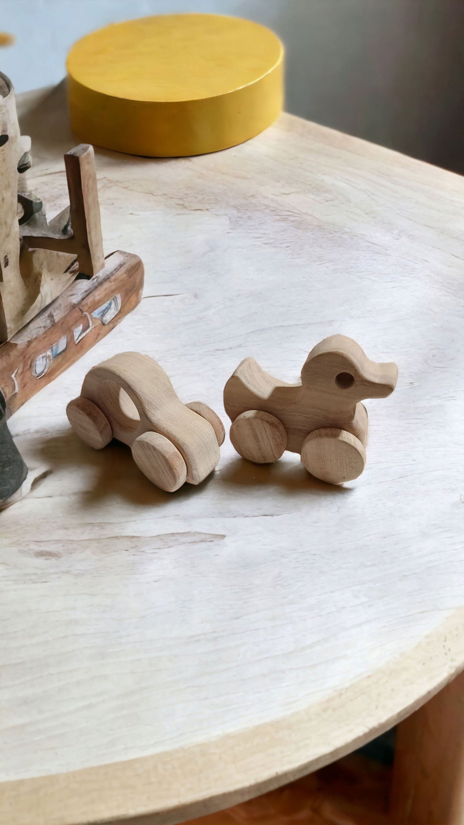 2-Pack Neem Wood Car & Duck Wagon Toys (Safe & Sustainable) – Tinycubs