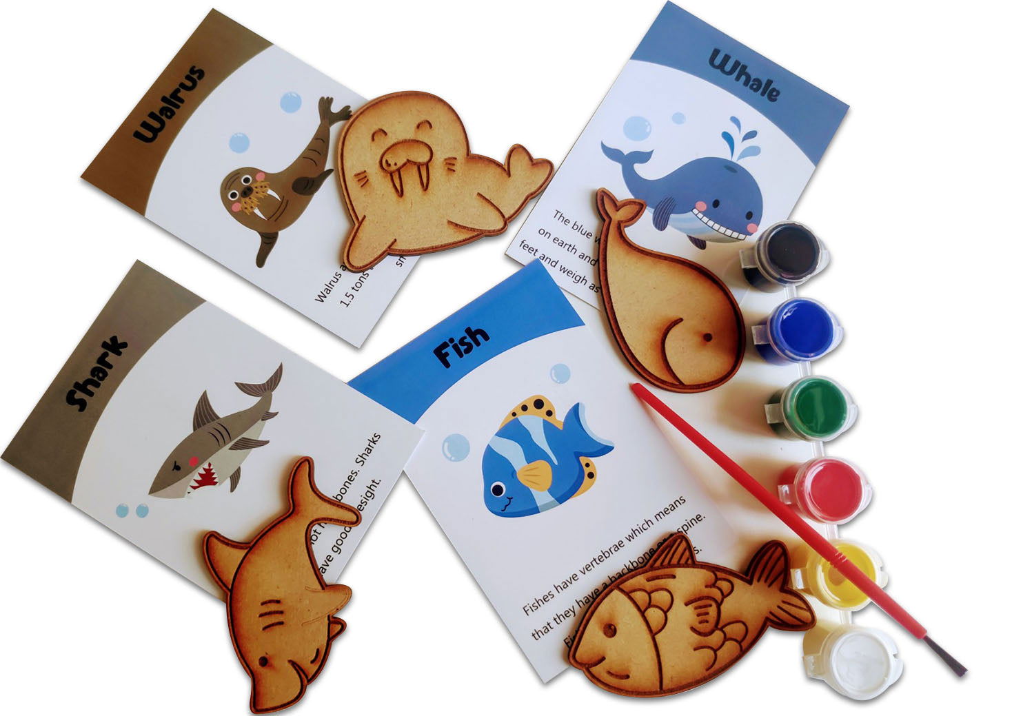 Sea animals flashcards with wooden cutout activity – Tinycubs